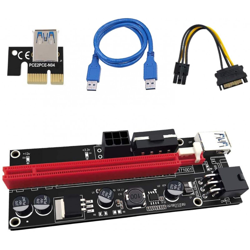 Redukce PCIe x16 na PCIe x1 (MOLEX/PCI-E/SATA) - přímá